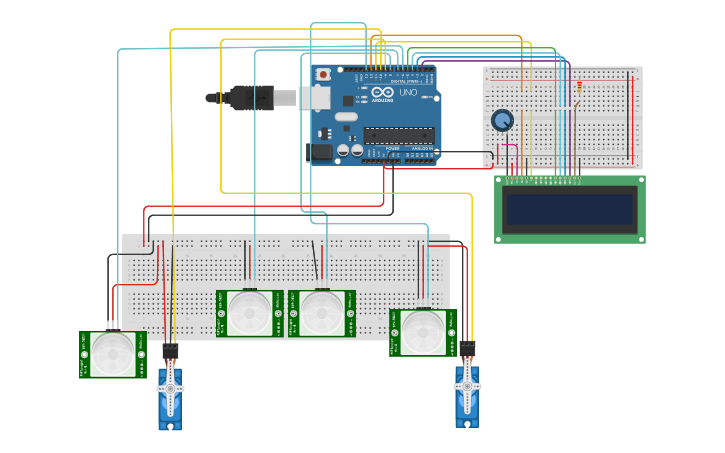 Circuit design Smart parking system - Tinkercad