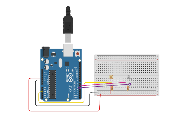 Circuit design LDR CON MONITOR SERIE - Tinkercad