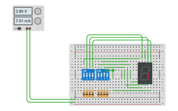 Circuit design Display 7 segmenti - Tinkercad