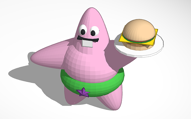 3D design PATRICK WITH CHEESEBURGER - Tinkercad