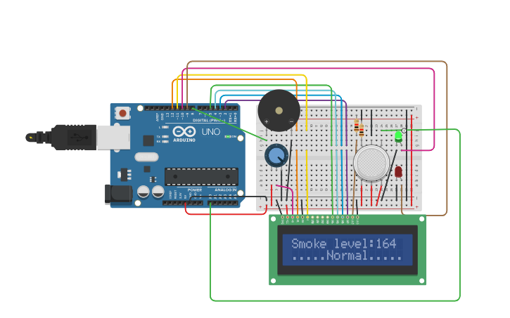 Circuit design Air Quality Monitor - Tinkercad