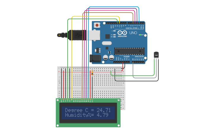 Circuit design Copy of Arduino Uno Based Digital Humidity Temperature sensor - Tinkercad