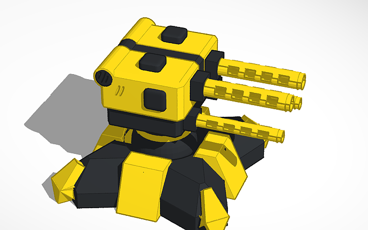 3D design GoldMour Themed (Hellfire) Machine Gun Turret - Tinkercad