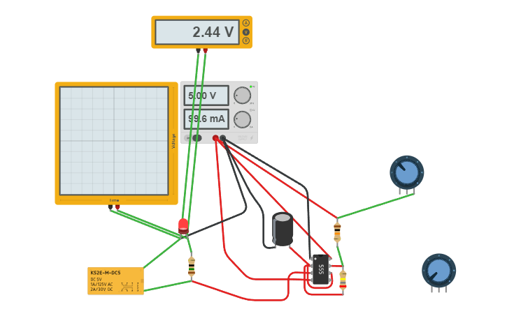 Circuit Design 555 Timer On Off Pulsed Led Relay Tinkercad