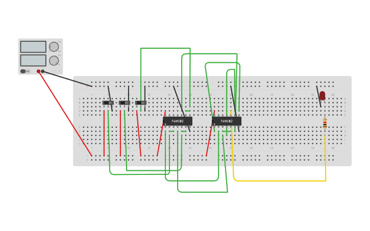 Circuit design POS using NOR - Tinkercad