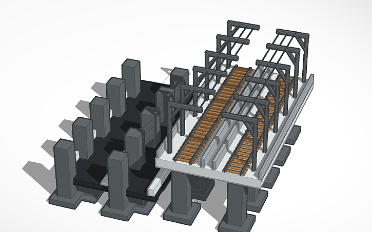 3D design Railway Bridge and Roadway Bridge. - Tinkercad