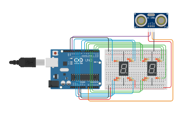 Circuit design Distance Measurement Circuit - Tinkercad