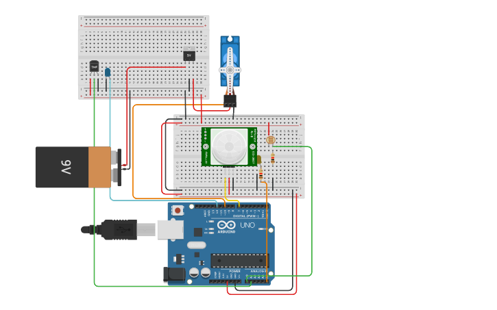 Circuit design System with 3 sensors - Tinkercad