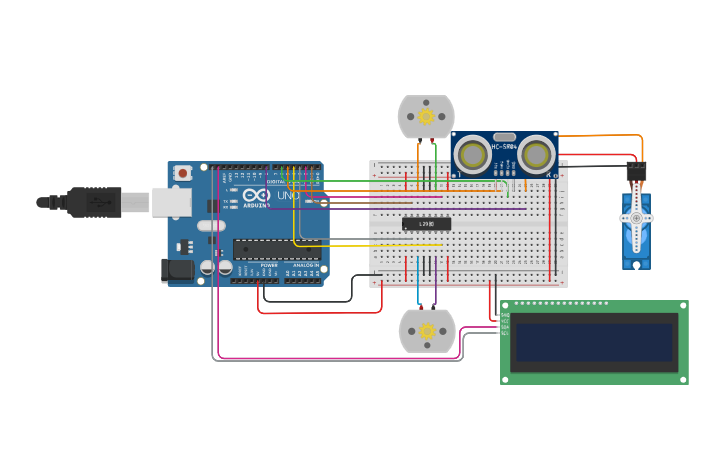 Circuit Design Obstacle Avoiding Car Tinkercad