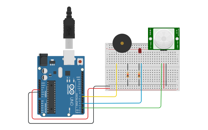 Circuit design Asst 5 IR Infrared Obstacle Avoidance sensor - Tinkercad