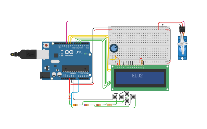 Circuit design Arduino + LCD 16x2 +Keypad Shield - Tinkercad