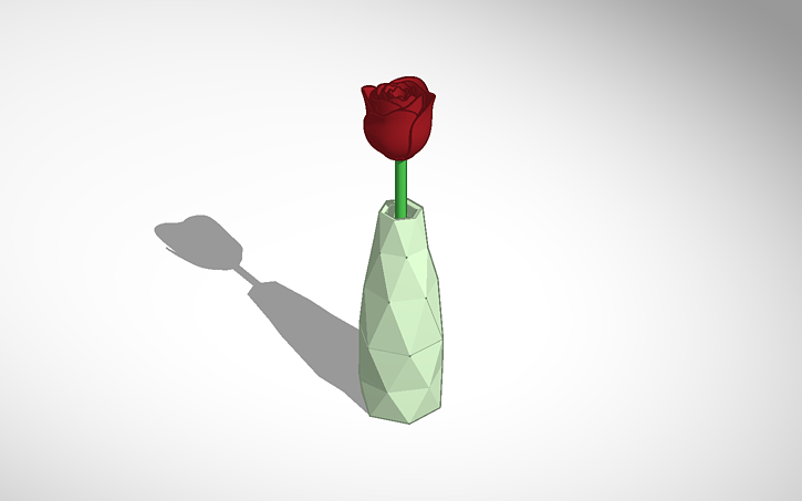 3D design rose in a vase - Tinkercad