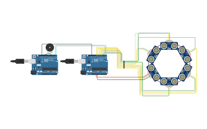 Circuit design Sensors challenge entry, sonic handcuffs - Tinkercad