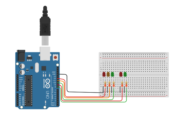 Circuit Design Semáforo Com Arduino Tinkercad