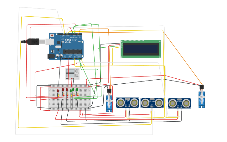 Circuit design Smart Parking System - Tinkercad