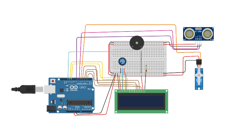 Circuit design Simple Radar Using Ultrasonic - Tinkercad