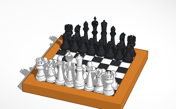 3D design chess board with pieces - Tinkercad