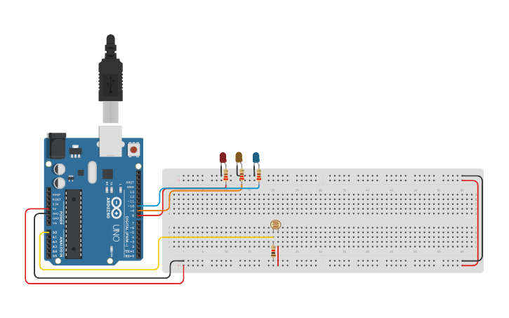 Circuit design E2: DETECTING LIGHTS - Tinkercad