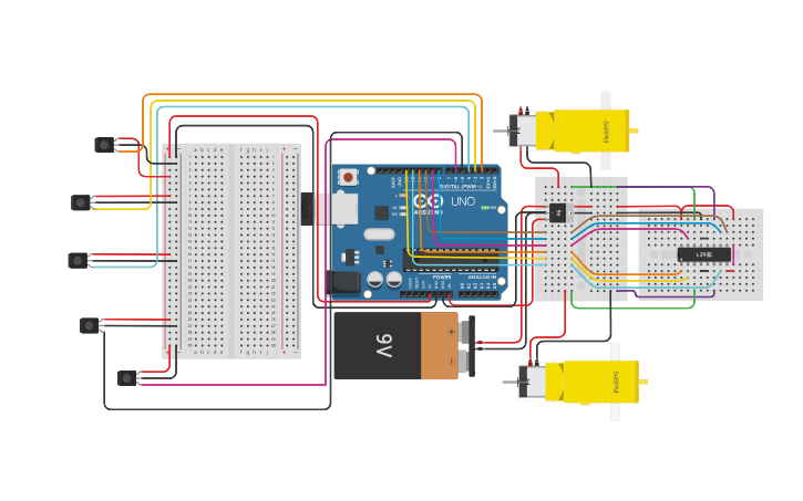 Circuit design Line Tracking Sensor - Tinkercad