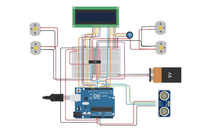 Circuit design E-Waste picking up robot - Tinkercad