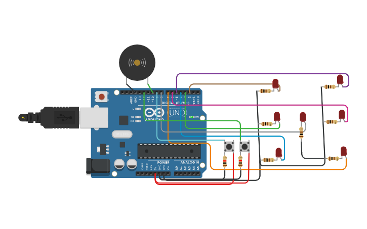 Circuit design Electronic Dice Using Arduino - Tinkercad