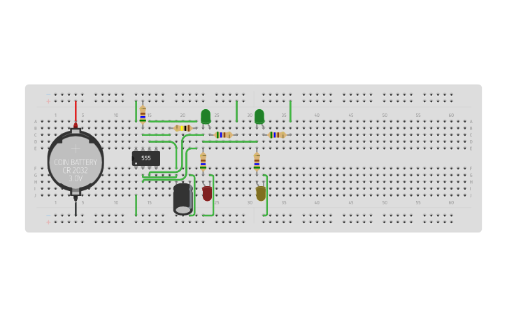 Circuit design Brandon Vo - 555 Timer LED Flasher Circuit - Tinkercad