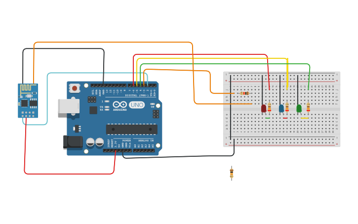 Circuit design Bluetooth led on off - Tinkercad