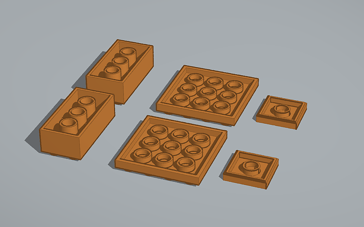 3D design Lego Bricks - 2x2 Tile, 4x4 Plate, 2x4 Brick - Tinkercad