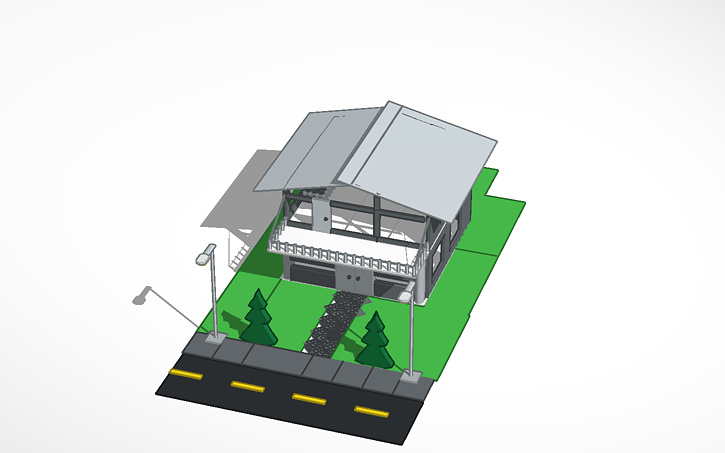 3D design Base house/ landscaping design - Tinkercad
