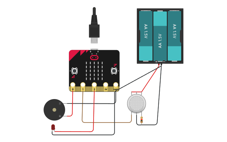 Circuit design Gas sensor with microbit - Tinkercad