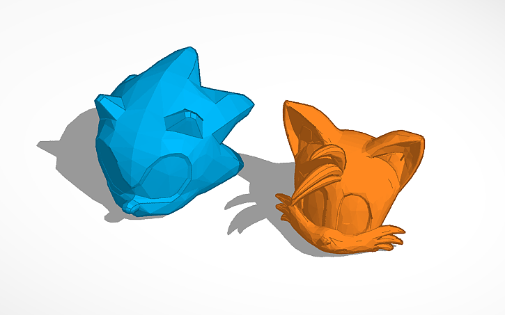3D design sonic and miles power tails lego head - Tinkercad