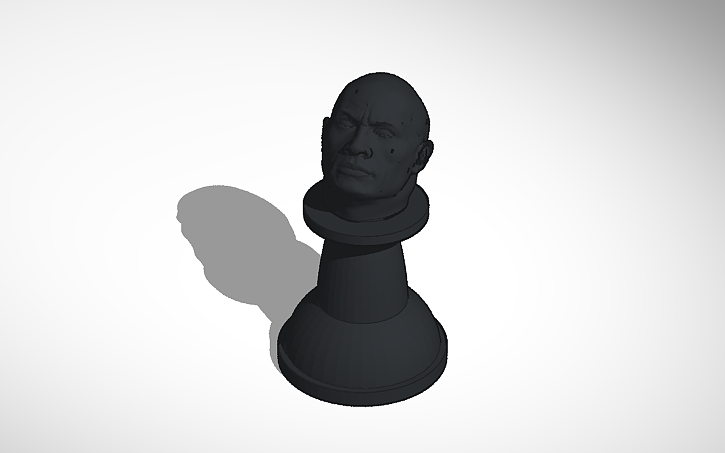 3D design dwayne the rock johnson chess pawn - Tinkercad
