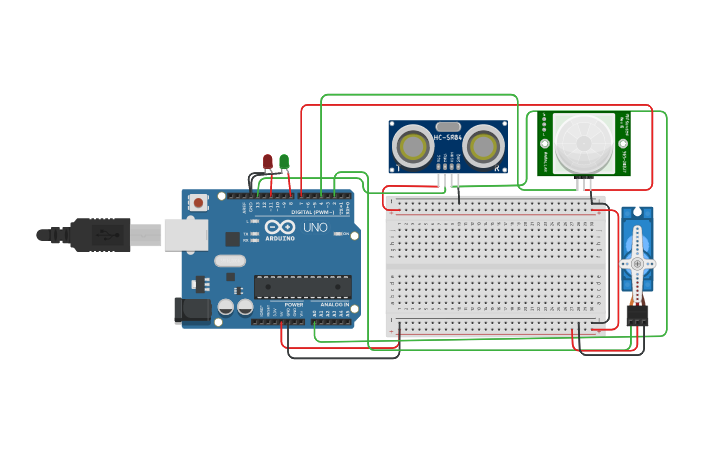 Circuit design Smart Dustbin - Tinkercad