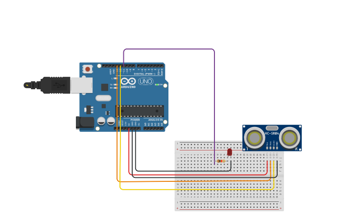 Circuit design Ultrasonic Sensor Circuit - Tinkercad