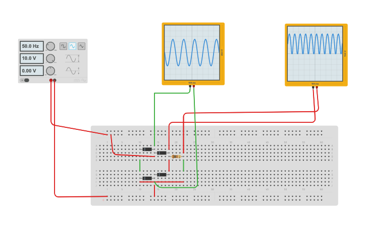 Circuit design full wave rectifier - Tinkercad
