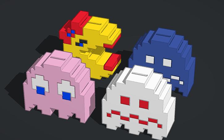 3D design Ms. pac man piggy bank - Tinkercad