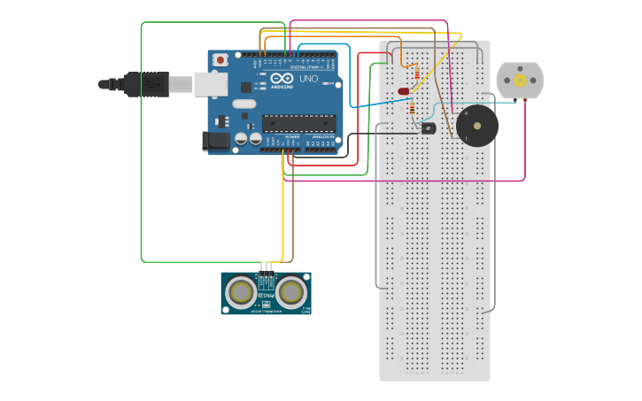 Circuit design Smart distance alert - Tinkercad
