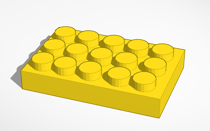 3D design Yellow Lego Brick - Tinkercad