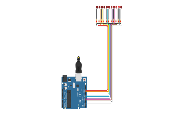 Circuit design LED-Run - Tinkercad