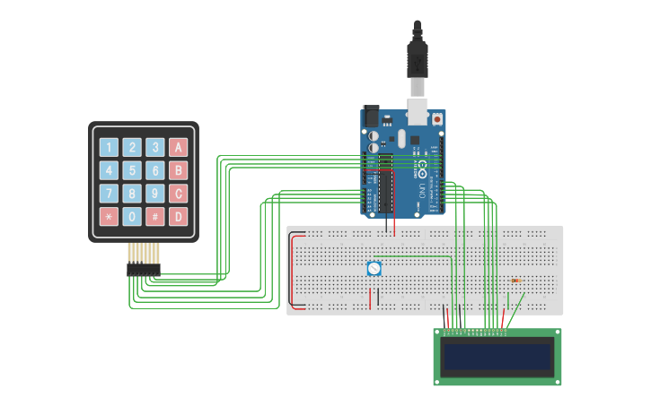 Circuit design Keypad, Display LCD e Arduino - Tinkercad