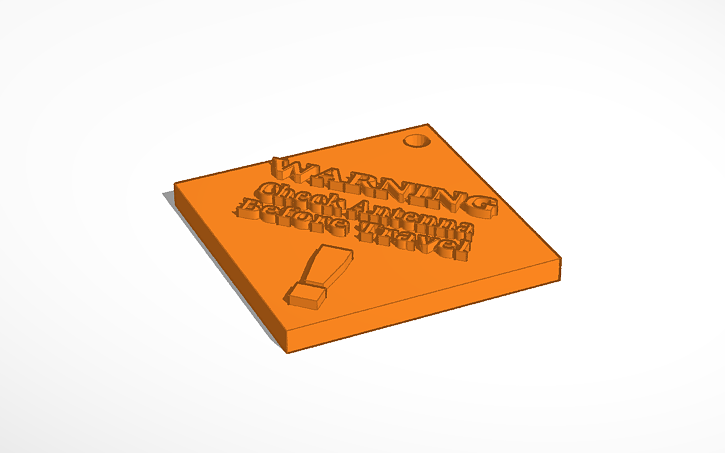 3D design Antenna Up RV Warning Tag - Tinkercad