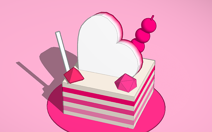 3D design PINK HEART CAKE - Tinkercad