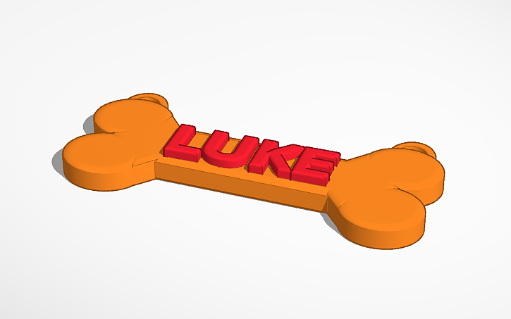 3D design Dog bone name - Tinkercad