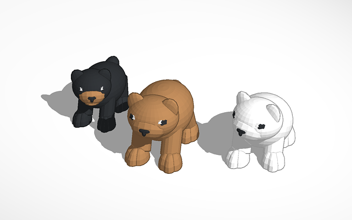 3D design Black Bear, Brown Bear, and Polar Bear (cute) - Tinkercad