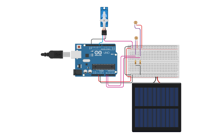 Circuit design Elijah- Single axis Solar Tracker Project - Tinkercad