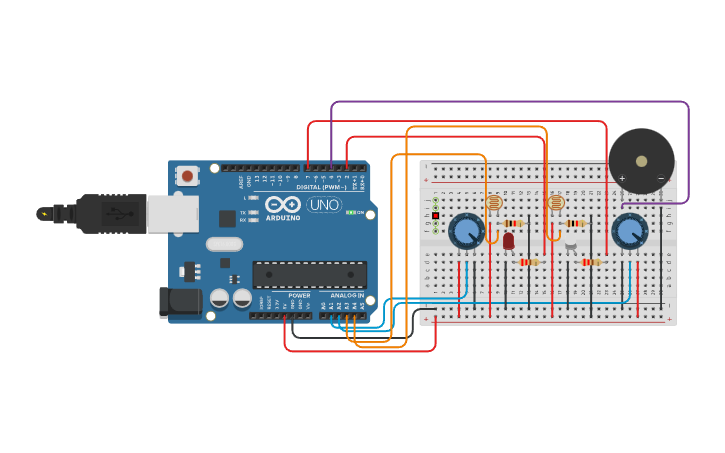 Circuit design fotorezistor dz - Tinkercad