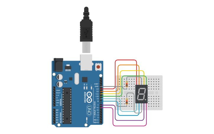 Circuit Design 7 Segment Display Common Cathode Tinkercad 7957