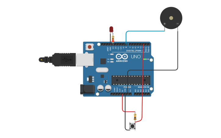Circuit design Countdown Timer with Buzzer - Tinkercad