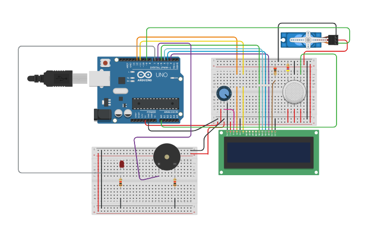 Circuit design Gas Leak Detection - Tinkercad