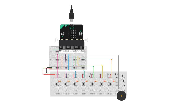Circuit design Microbit electronic piano - Tinkercad